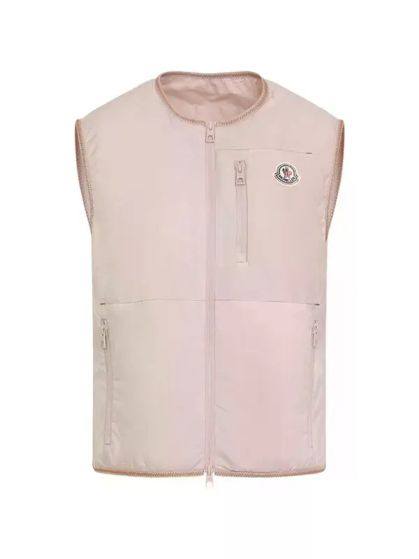 Moncler Zip Logo Patch Gilet - Pink