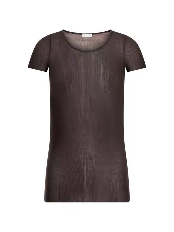 ROBERTO COLLINA Ribbed Cotton T-shirt - Brown
