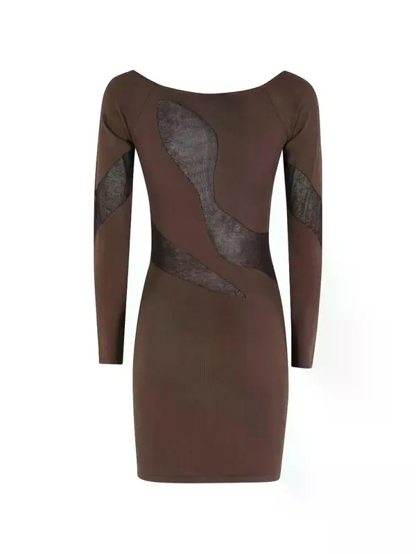 Federica Tosi Sheer Panel Fitted Dress - Brown