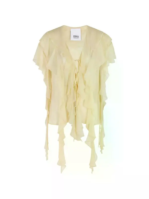 Erika Cavallini Lia Ruffled Tie Blouse - Neutrals