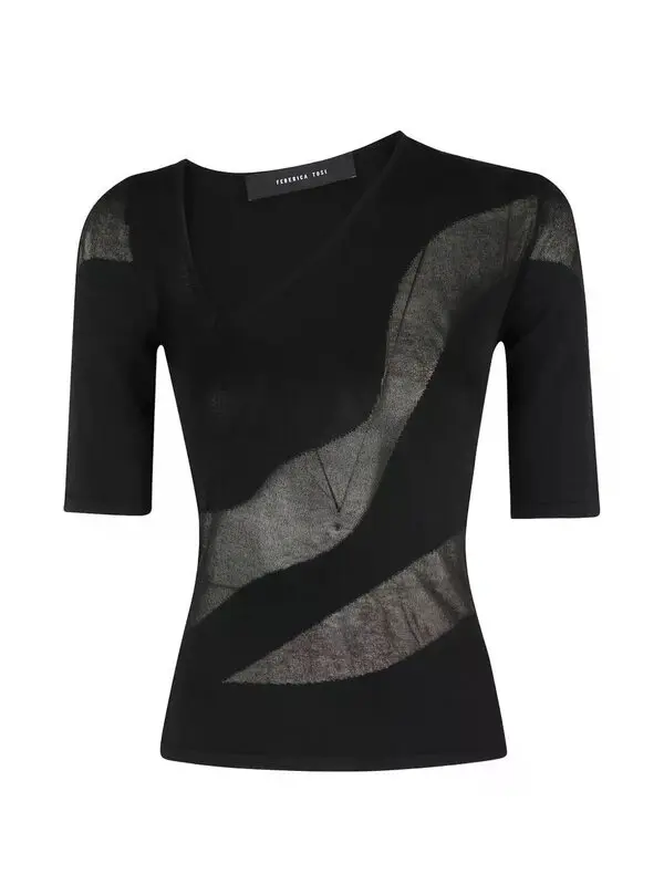 Federica Tosi Asymmetric Knit Top - Black