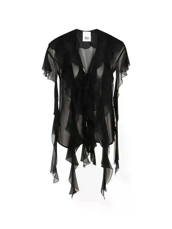 Erika Cavallini Lia Ruffled Tie Blouse - Black