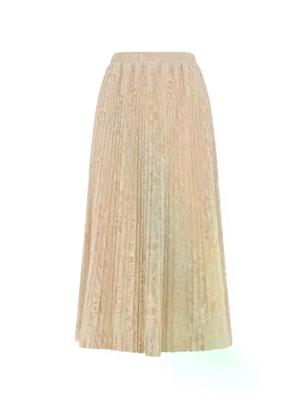 Ermanno Scervino Pleated Lace Skirt - Neutrals