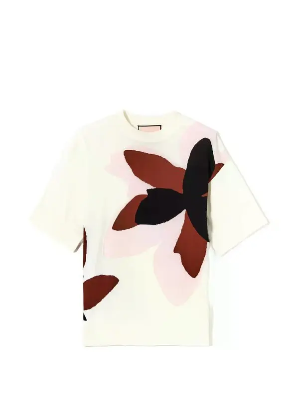 Plan C Flower Intarsia T-shirt - Neutrals