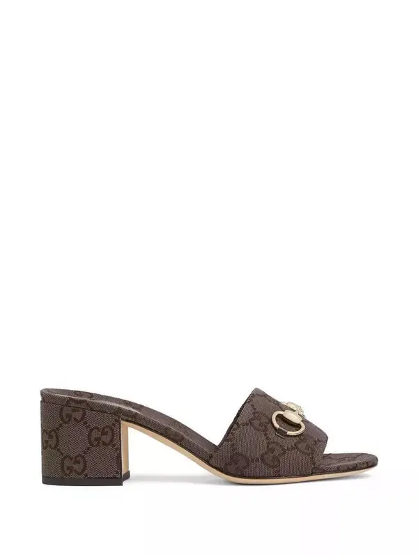 Gucci 55mm Gg Heeled Sandals - Brown