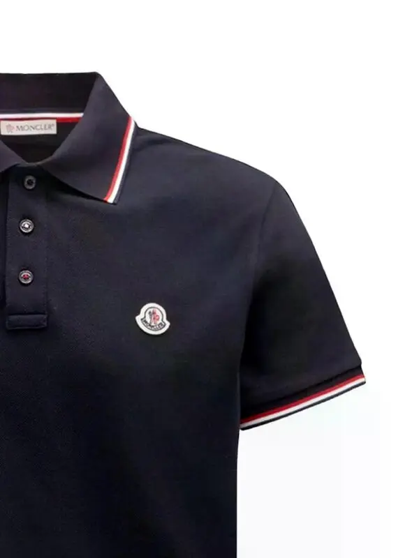 Moncler Striped Collar Polo Shirt - Blue
