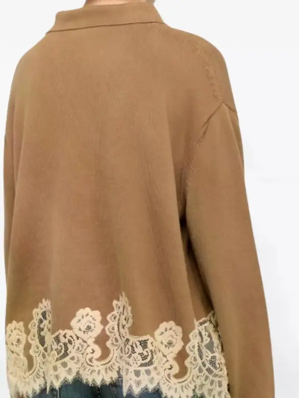 SEMICOUTURE V-neck Sweater With Lace Detail