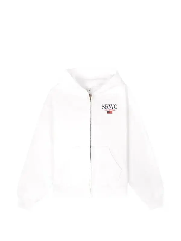 SPORTY & RICH Zipped Hooded Sweatshirt - White