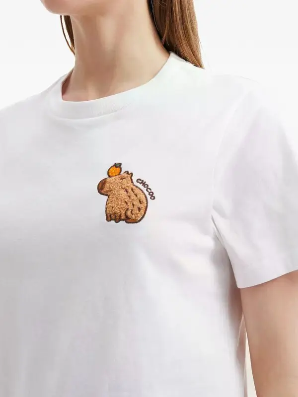 CHOCOOLATE Embroidered Cotton T-shirt - White