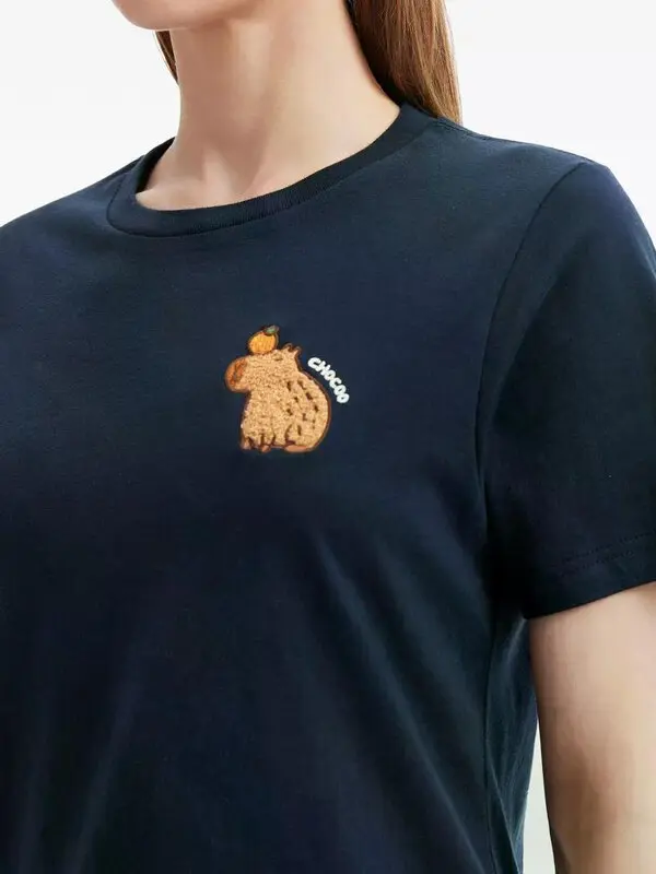 CHOCOOLATE Embroidered Cotton T-shirt - Blue