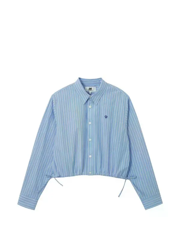 CHOCOOLATE Striped Drawstring-details Cotton Shirt - Blue