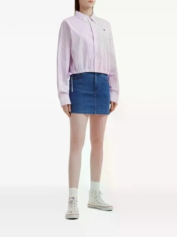 CHOCOOLATE Striped Cotton Shirt With Drawstring Detail - Pink