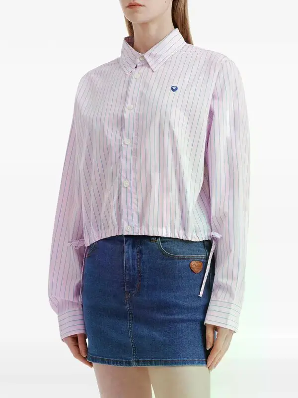 CHOCOOLATE Striped Cotton Shirt With Drawstring Detail - Pink
