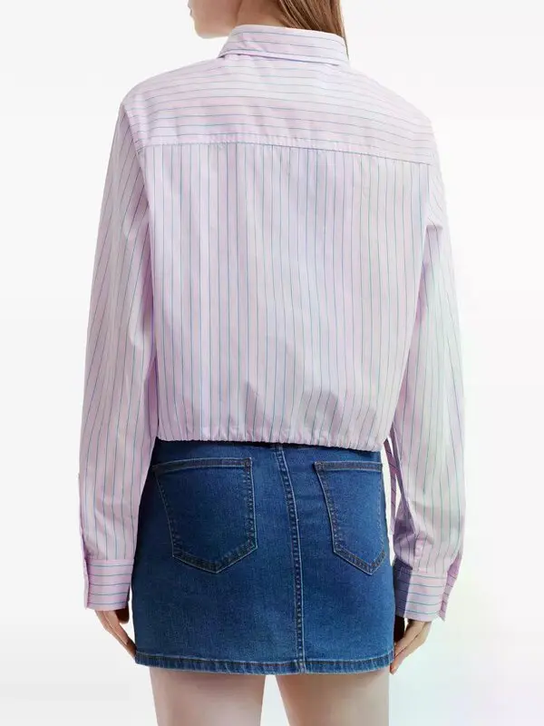 CHOCOOLATE Striped Cotton Shirt With Drawstring Detail - Pink