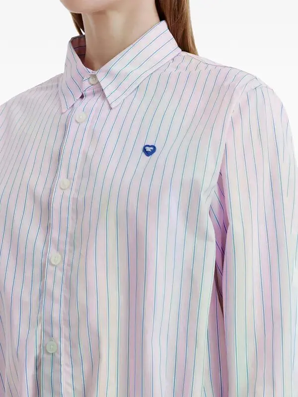 CHOCOOLATE Striped Cotton Shirt With Drawstring Detail - Pink