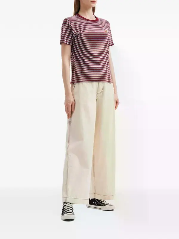 CHOCOOLATE Striped Embroidered Cotton T-shirt