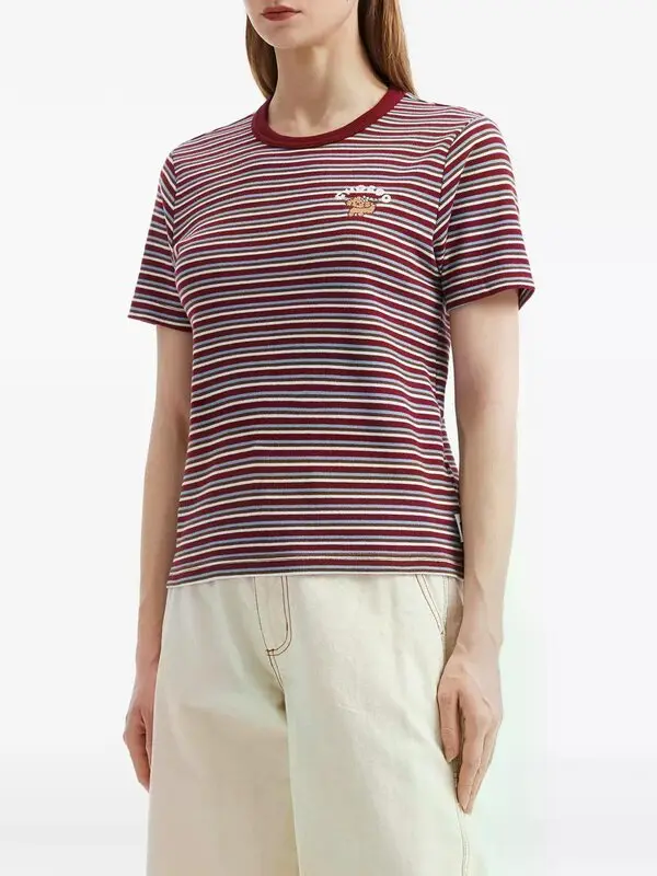 CHOCOOLATE Striped Embroidered Cotton T-shirt
