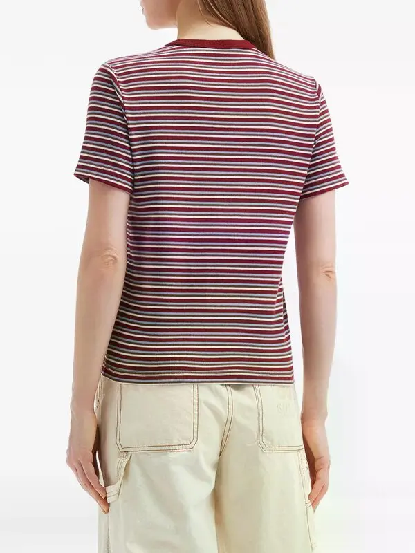 CHOCOOLATE Striped Embroidered Cotton T-shirt