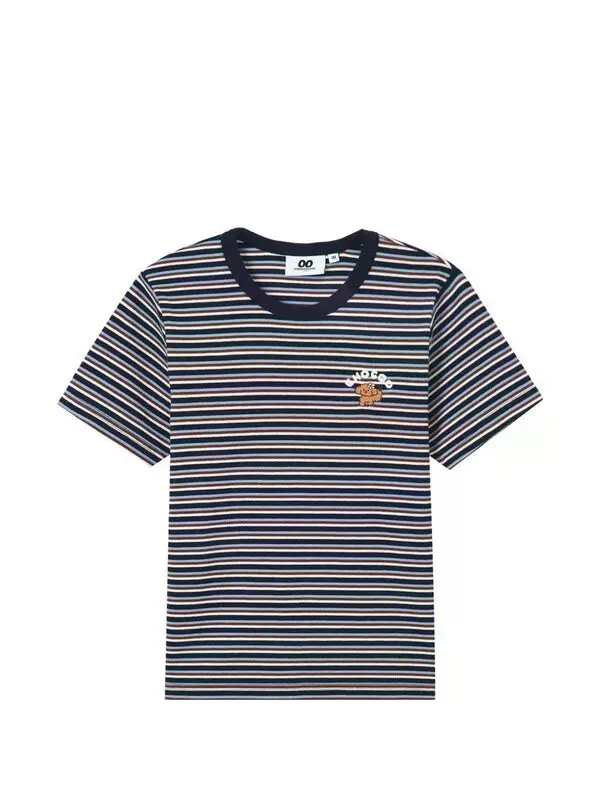 CHOCOOLATE Striped Graphic-detail Cotton T-shirt - Blue