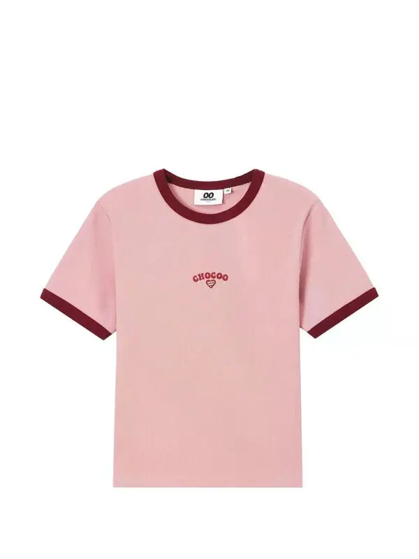CHOCOOLATE Embroidered-detail T-shirt - Pink