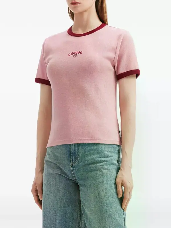 CHOCOOLATE Embroidered Detail T-shirt - Pink