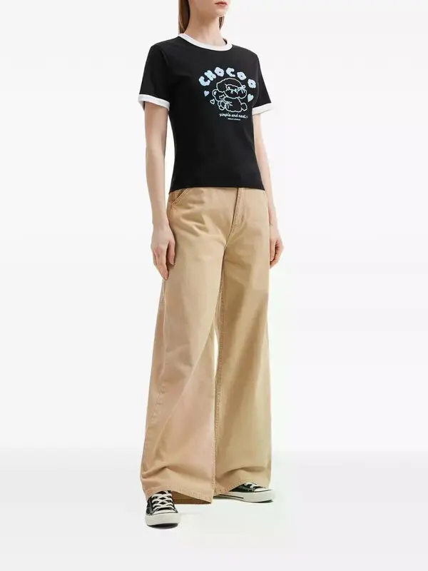 CHOCOOLATE Graphic-detail Cotton T-shirt - Black