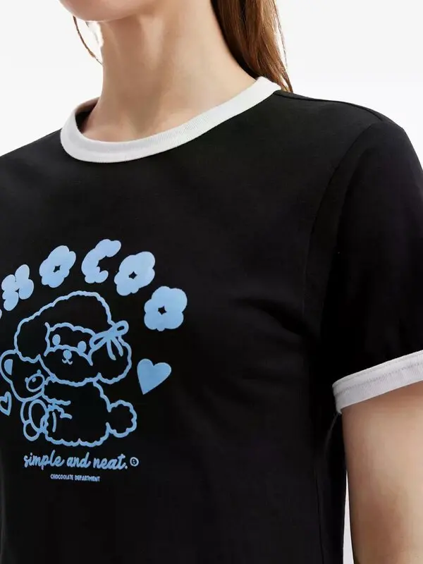 CHOCOOLATE Graphic-detail Cotton T-shirt - Black