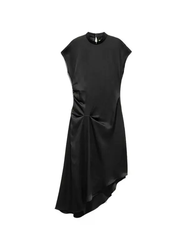 Shanghai Tang Ruched Asymmetric Dress - Black