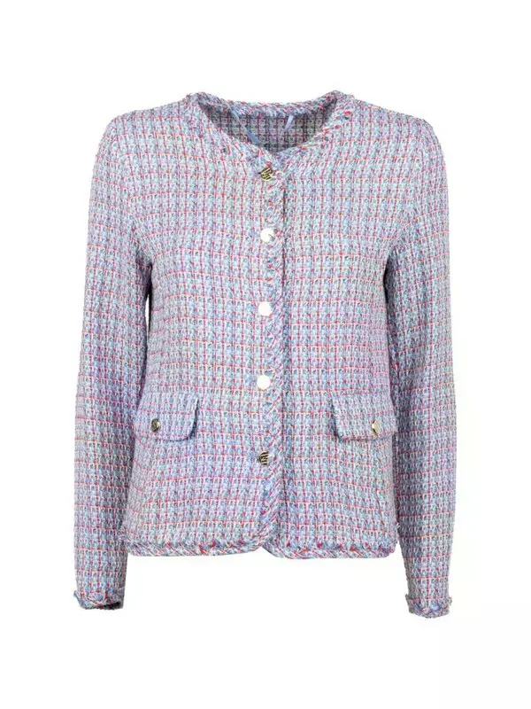 Marella Emme Frayed-edges Tweed Jacket - Blue