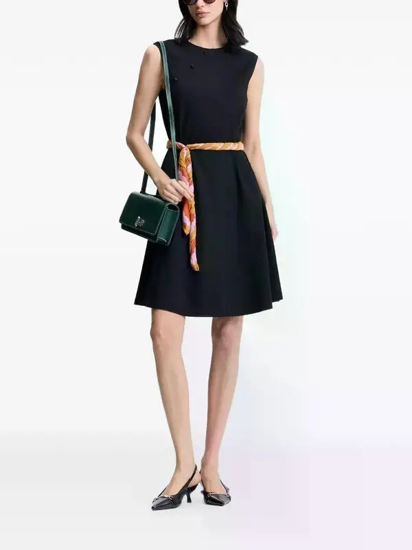 Shanghai Tang Button Sleeveless Mini Dress