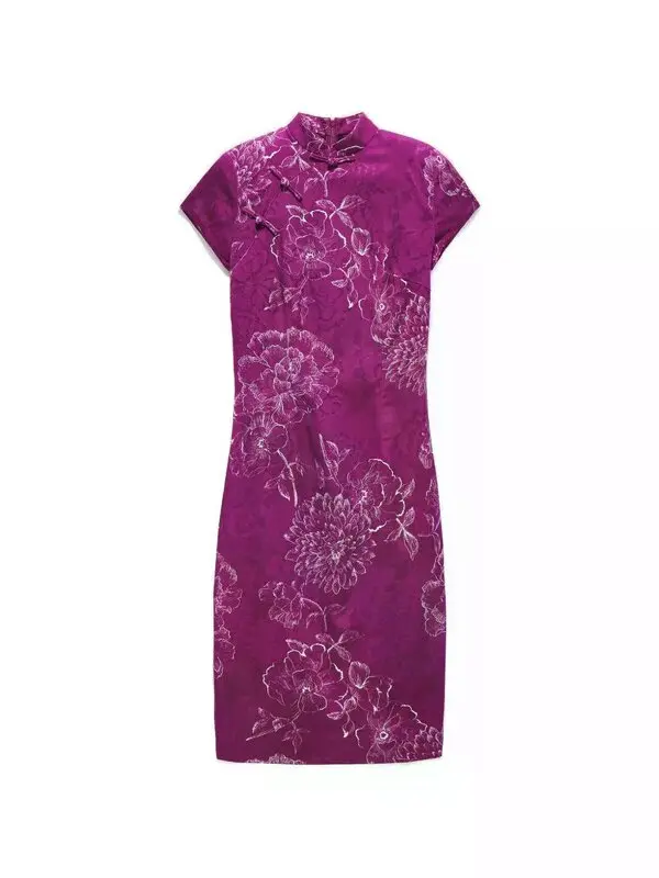 Shanghai Tang Floral Dress - Purple