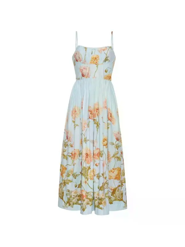 Cara Cara Alba Floral-pattern Midi Dress - Blue