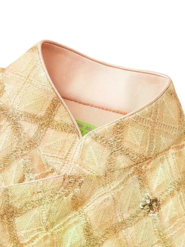 Shanghai Tang Latticework Embellished Top - Neutrals