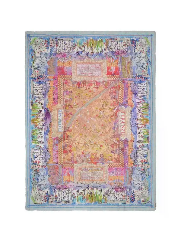Faliero Sarti X Paolo Fiumi Florence Map Scarf - Blue