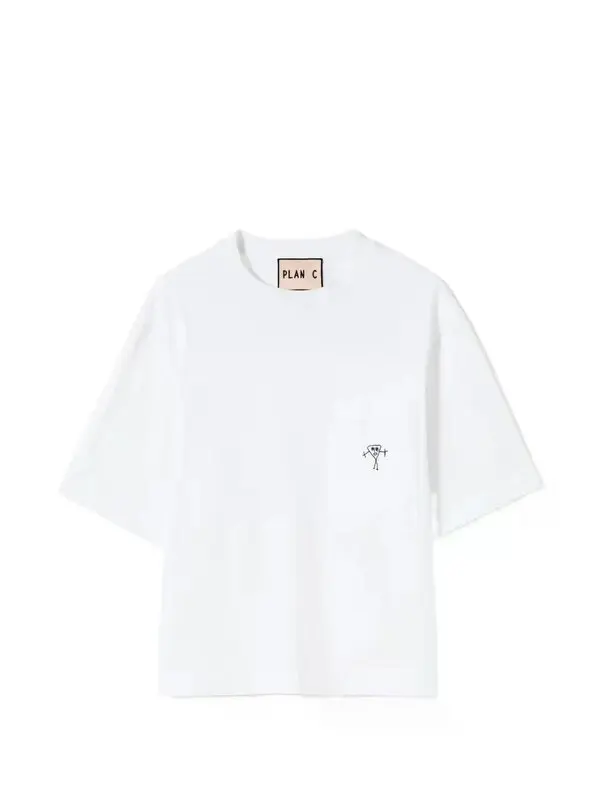 Plan C Graphic-pocket T-shirt - White
