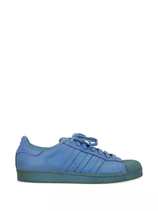 Adidas X Pharrell Williams Equality Superstar Leather Three-stripe Sneakers - Blue