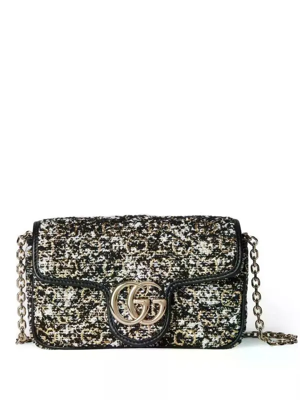 Gucci Tweed Gg Shoulder Bag - Black