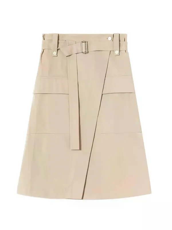 Plan C Belted A-line Skirt With Pockets