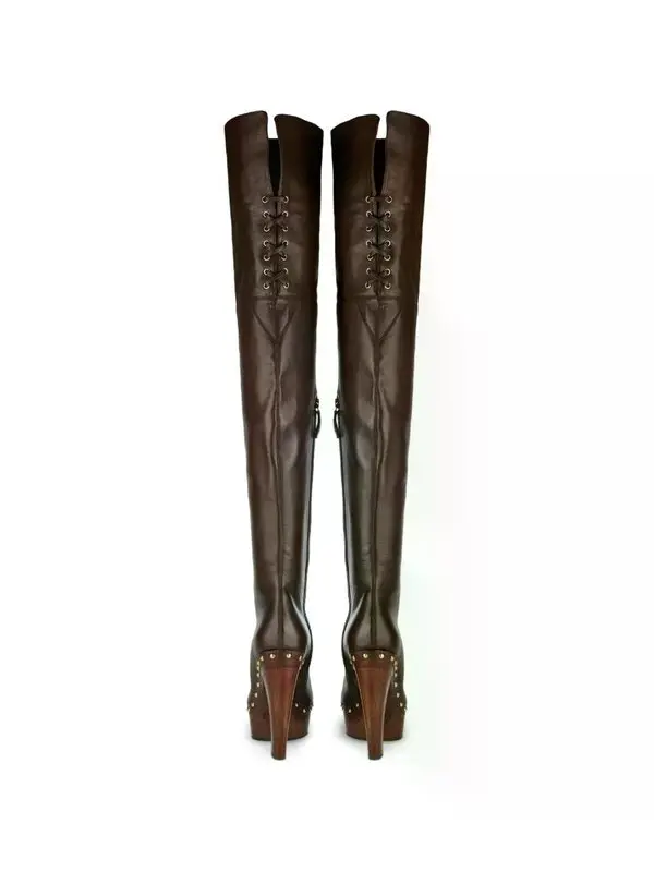 Chloé Lola Studded Boots - Brown