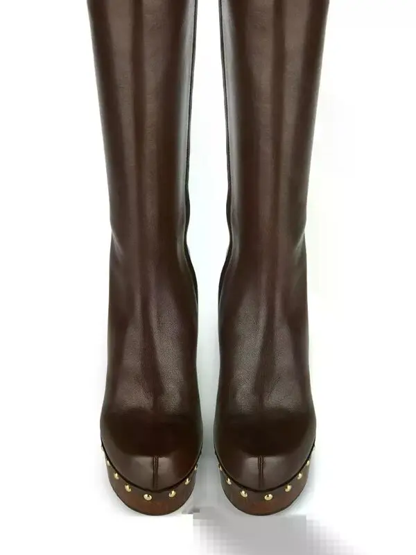 Chloé Lola Studded Boots - Brown