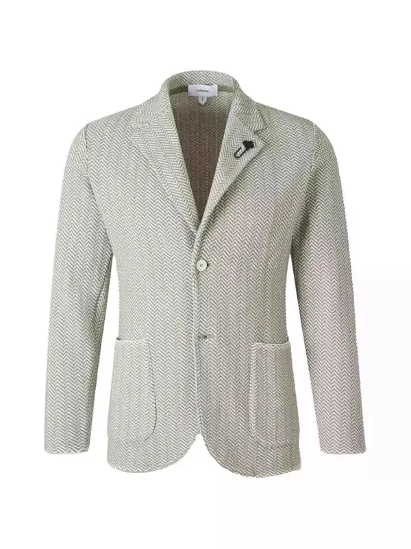 LARDINI Herringbone Single-breasted Blazer - Green