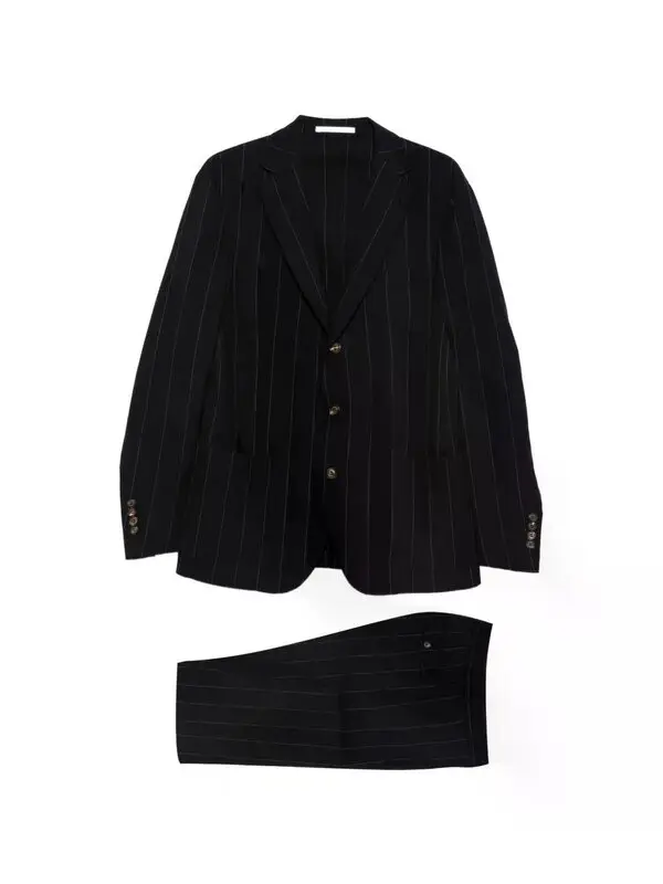 Eleventy Pinstripe Suit - Black