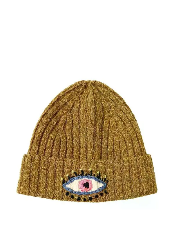 Kapital Embroidered-eye Knit Beanie Hat - Yellow