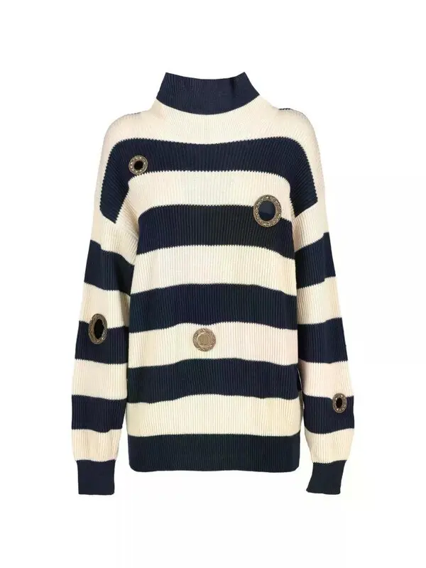 Gianfranco Ferre Striped-pattern Embellished Jumper - Neutrals