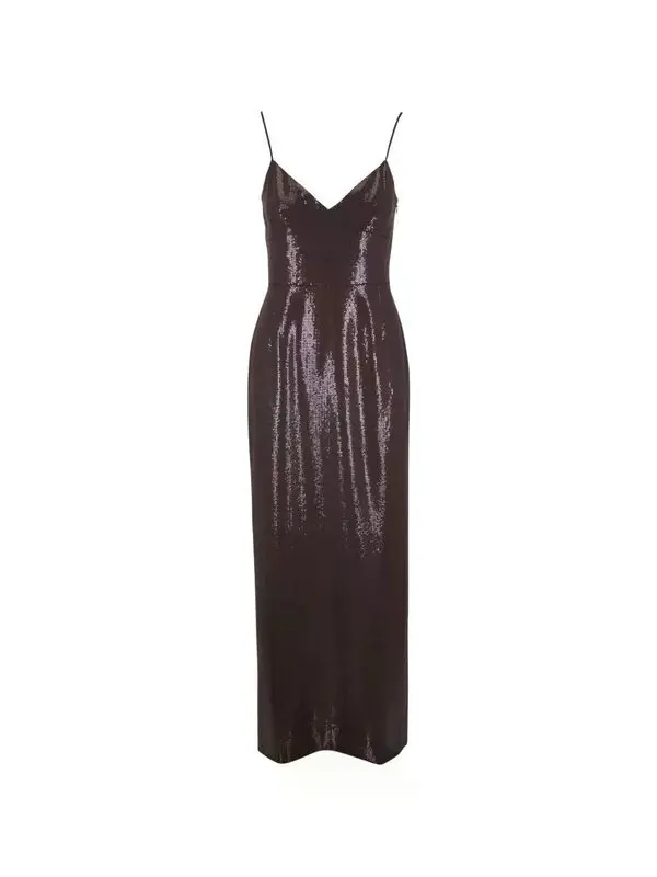 Michael Kors Sequin Embellished V-neck Dress - Brown
