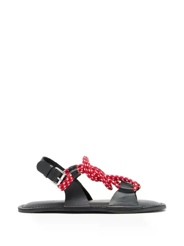 Plan C Leather Sandals - Black