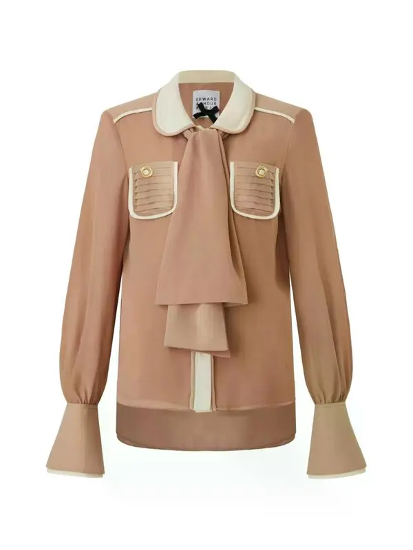 EDWARD ACHOUR PARIS Round-collar Pocketed Blouse - Neutrals