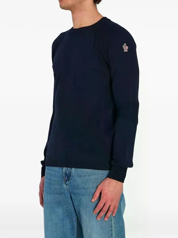 Moncler Ribbed Round-neck Knit Sweater - Blue