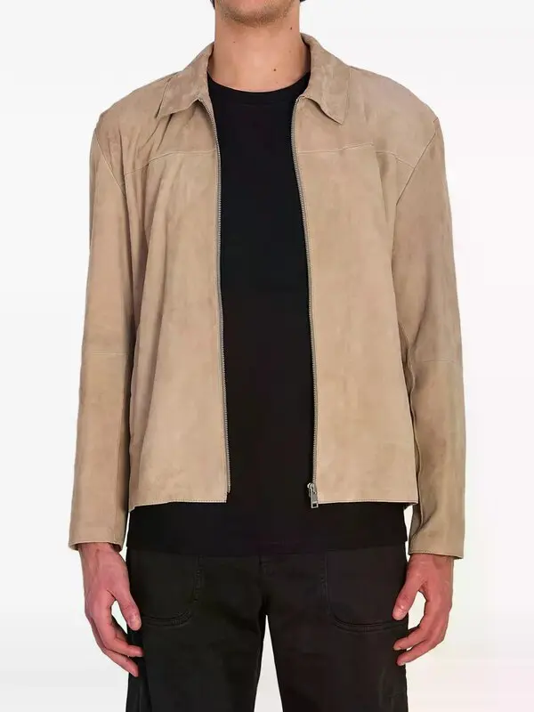 ARMA Shirt-style Zip Suede Jacket - Neutrals