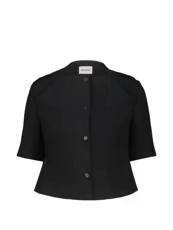 Khaite Franc Folded-neckline Peplum Jacket - Black